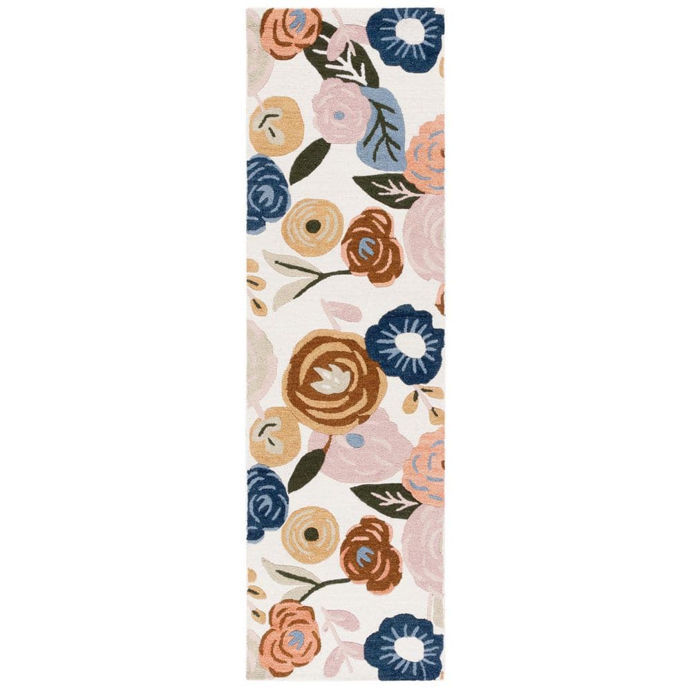 SAFAVIEH Chelsea 2 ft. x 8 ft. Ivory/Pink Oversized Floral Runner Rug ...