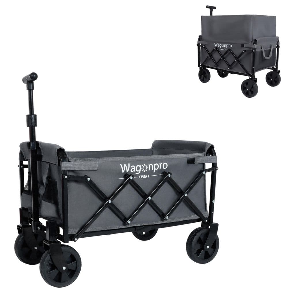 3 cu. ft. Steel Expandable Dual-Layer Folding Garden Cart Utility Wagon ...