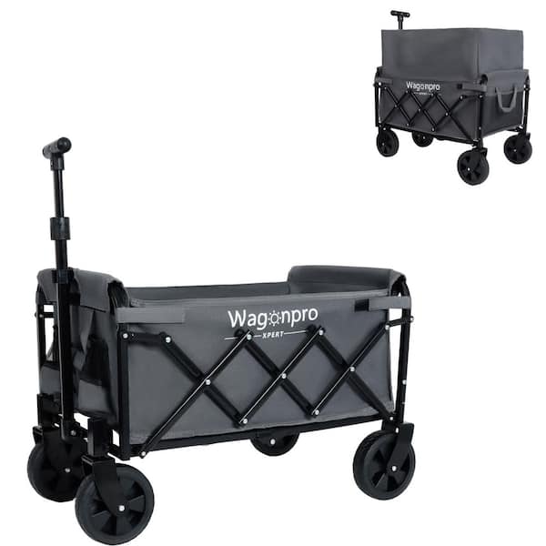 3 cu. ft. Steel Expandable Dual-Layer Folding Garden Cart Utility Wagon ...
