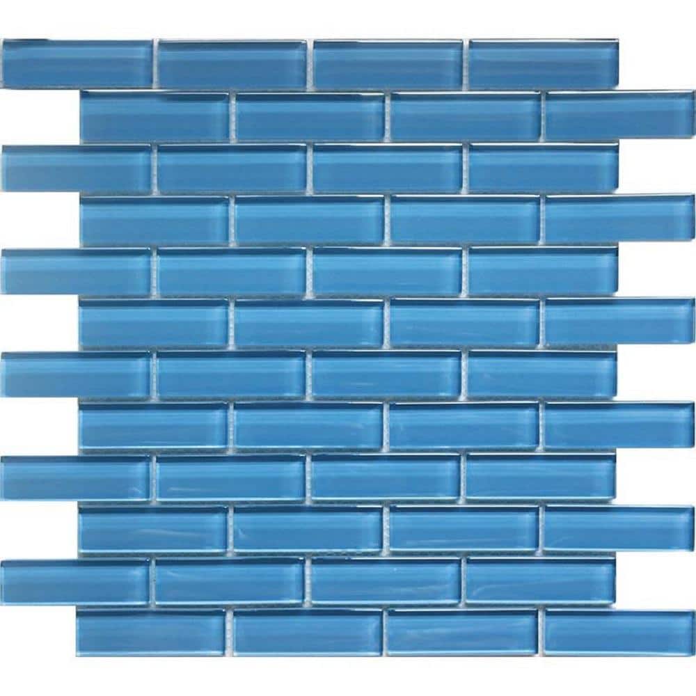 Apollo Tile Sky Blue 4 in. x 5 in. Polished Glass Mosaic Tile Sample (0 ...