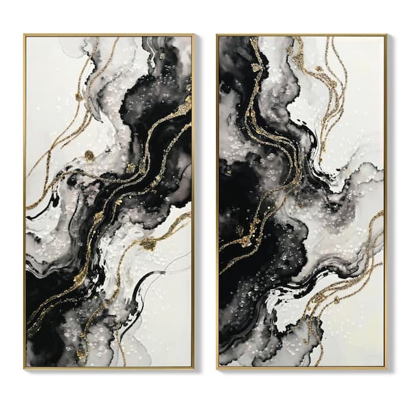 Tradrou Large Framed Black & White Abstract Wall Art Set of 2, 20x40 In ...