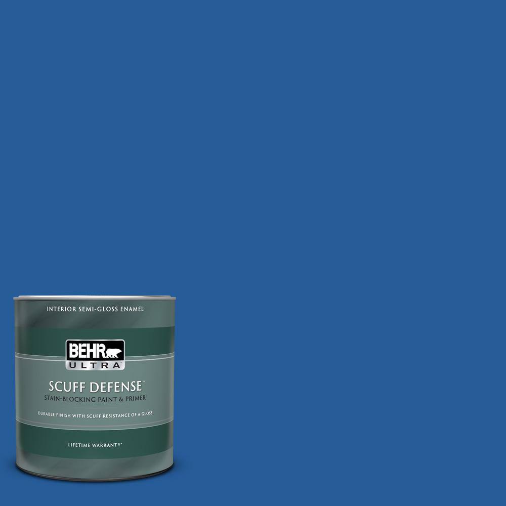 BEHR ULTRA 1 qt. #P510-7 Beacon Blue Extra Durable Semi-Gloss Enamel ...