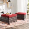 JOYSIDE Wicker Outdoor Patio Ottoman with Red Cushions (Set of 2) M74 ...