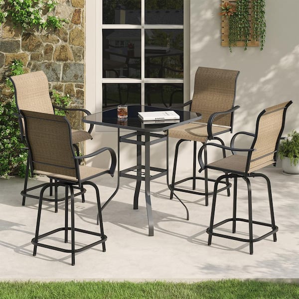 ELPOSUN Swivel Metal Metal Outdoor Bar Stool (5-Pack) HDNBPC0192BEOS ...
