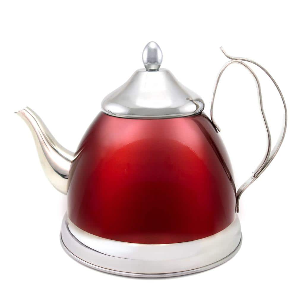 Creative Home Nobili-Tea 2.0 qt. Metallic Cranberry Stainless Steel Tea ...