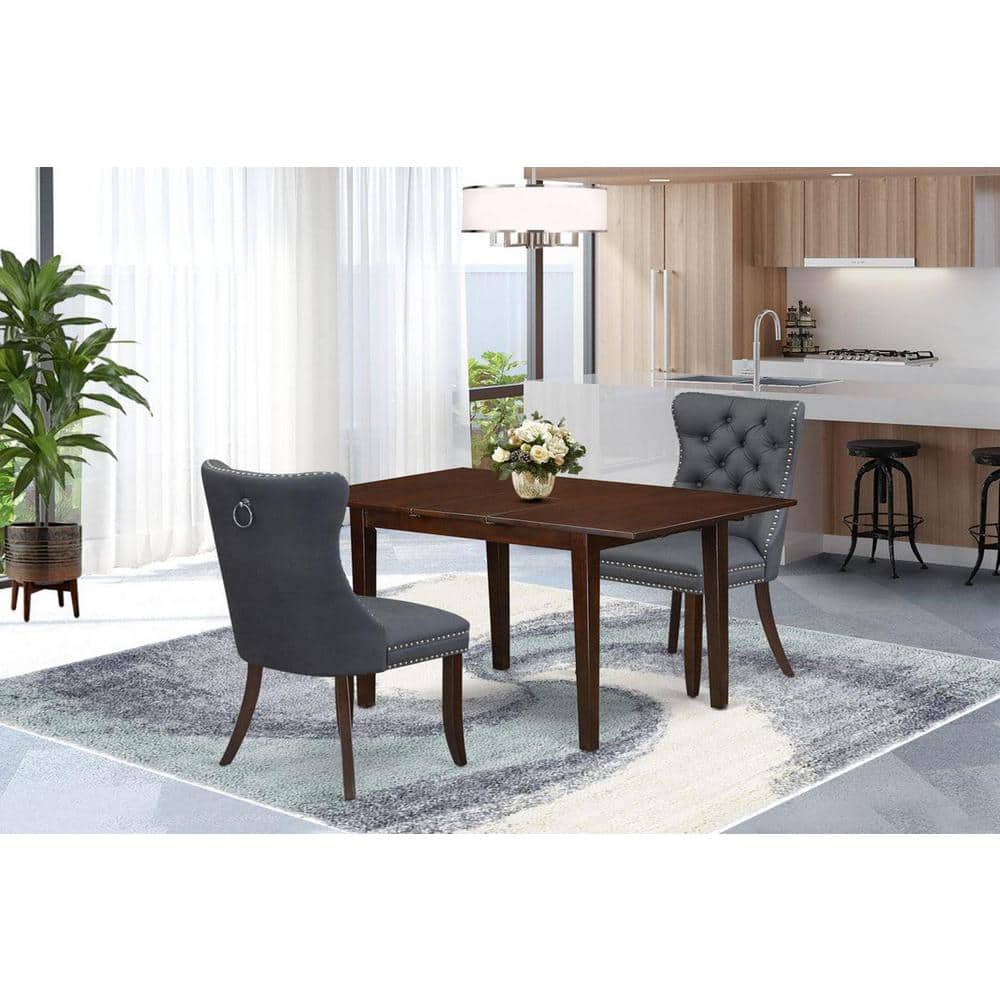 East West Furniture 3-Piece Mahogany Finish Rectangular Solid Wood Top ...