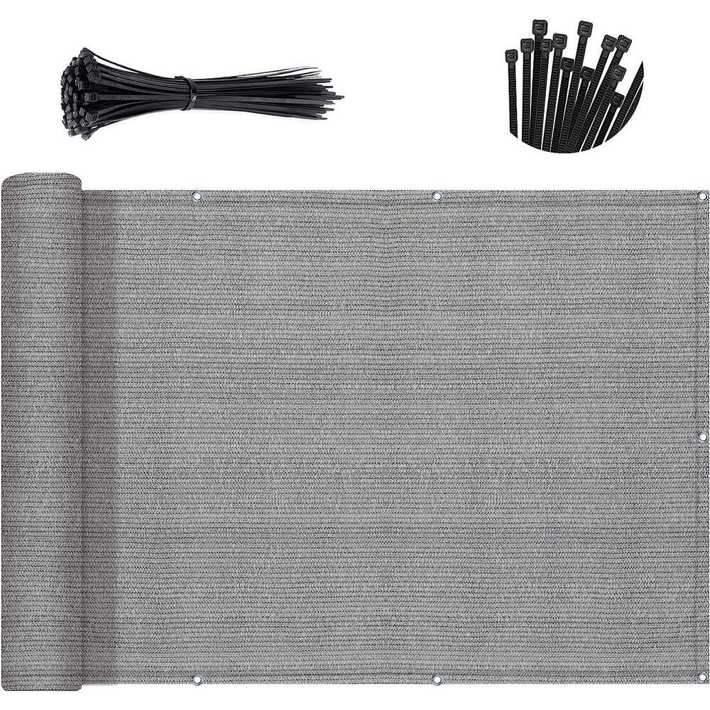 Angel Sar 3 ft. x 16 ft. Heavy Duty Brown-Grey Balcony Privacy Screen ...
