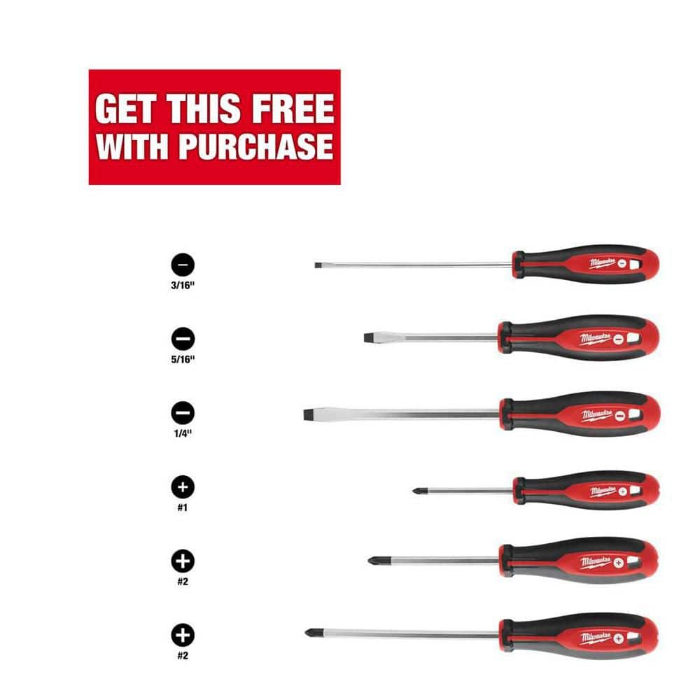 Milwaukee Phillips/Slotted Flat Head Hex Drive Screwdriver Set with Tri ...