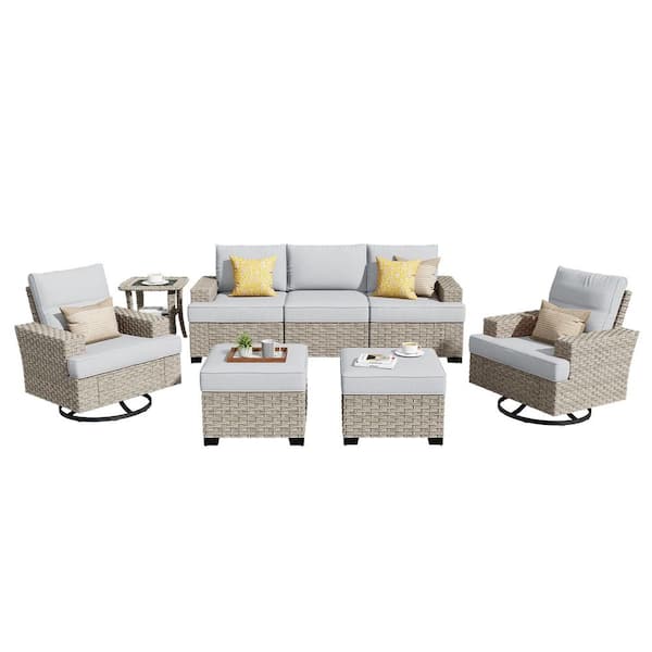 XIZZI Mettle 8-Piece Wicker Patio Conversation Seating Sofa XIZZI Mettle 8-Piece Wicker Patio Conversation Seating Sofa