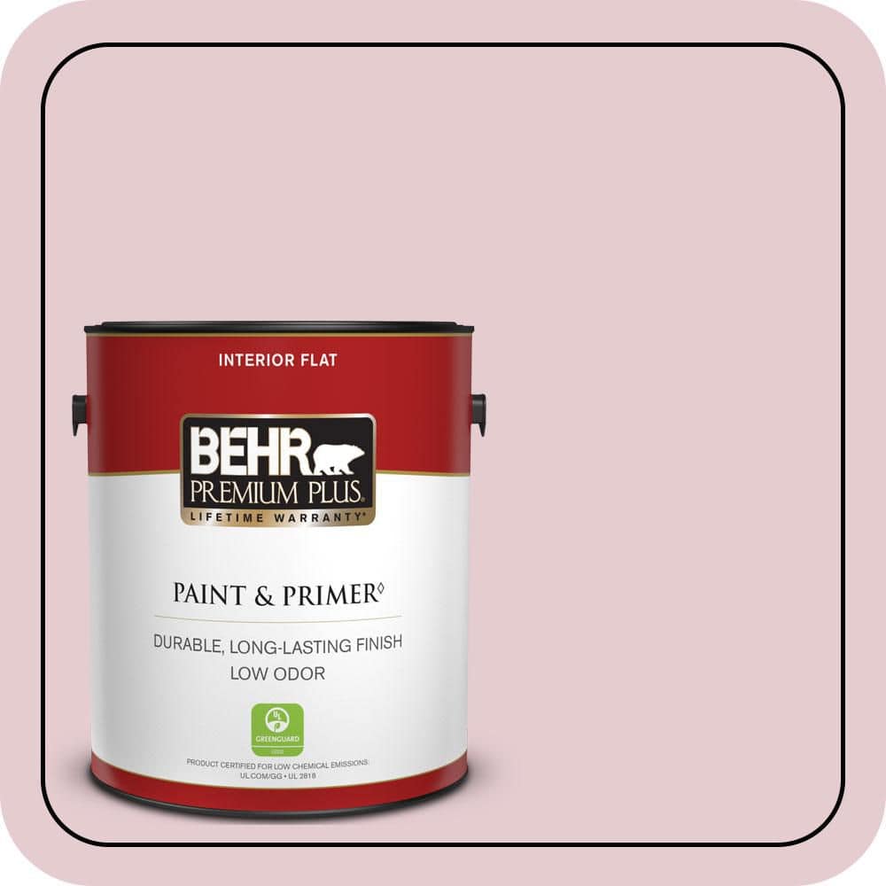 BEHR PREMIUM PLUS 1 gal. #100C-2 Cool Pink Flat Low Odor Interior Paint ...