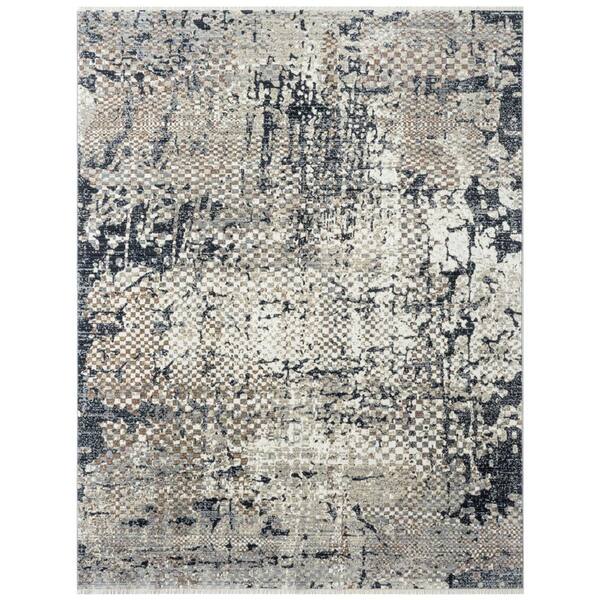 EVERLOOM Carina Paige Grey/Blue 5 ft. x 8 ft. Abstract Area Rug 2-13672 ...