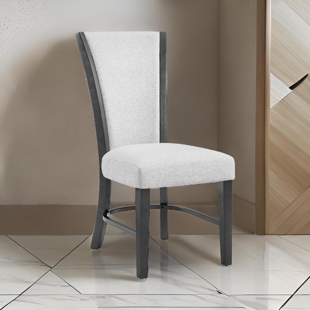 Benjara White and Black Fabric Side Chair with U Shaped Support Frame ...