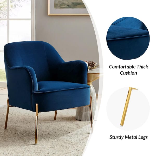Navy blue velvet chair with gold legs store