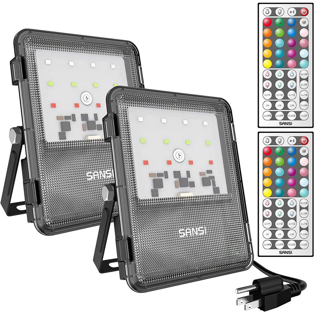 SANSI 40-Watt Equivalent 4400 Lumen RGBW 120 Degree Black Integrated ...