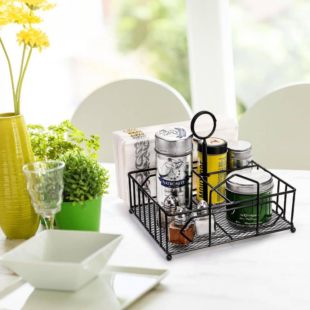Wrought Iron Tabletop Napkin Holder with Hanging Hook Matte Black ...