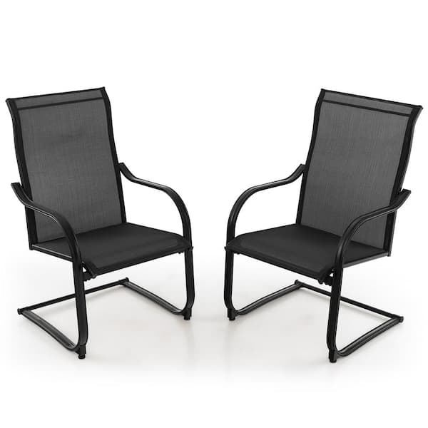 Costway 2-Piece C-Spring Motion Outdoor Dining Chairs All Weather Heavy ...