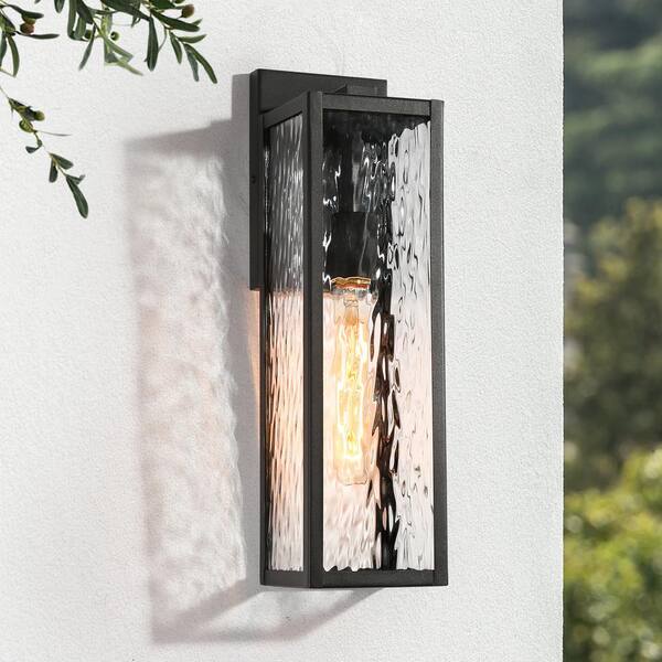 LNC Modern Black 1-Light Outdoor Wall Lantern Rectangle 16.5 in. H ...