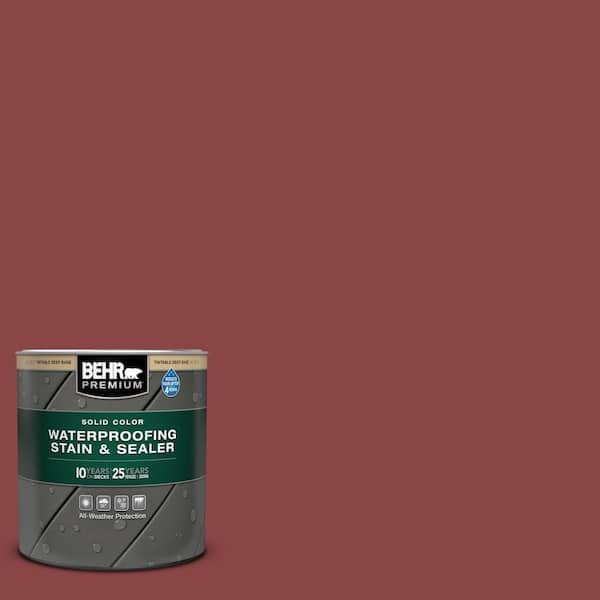 BEHR PREMIUM 1 qt. #PPU1-10 Forbidden Red Solid Color Waterproofing ...