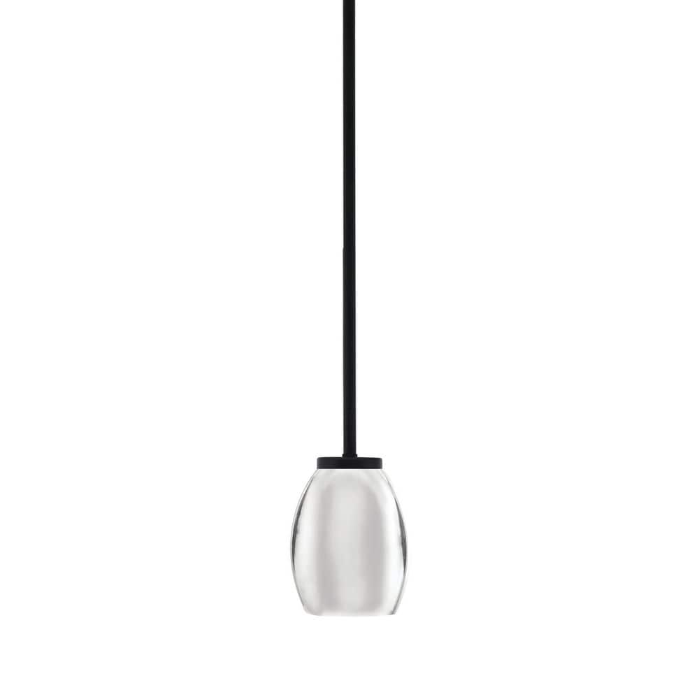 Elonia 100-Watt 1 Light Matte Black Stem Mini Pendant Light with 5 in ...