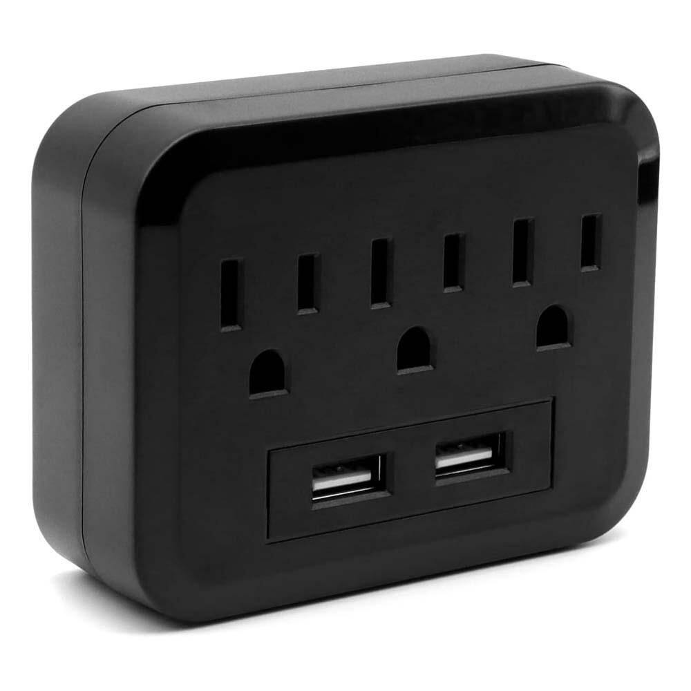 Yichuhaoxi 3-Outlet 2-Ports Mini Surge Protector with Fast Charging and ...