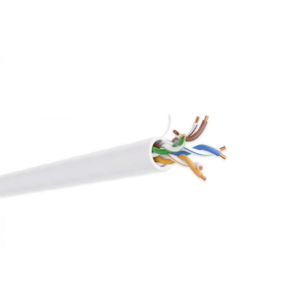 Micro Connectors, Inc CAT 5E 1000 ft. White 24AWG / 8-Conductors Solid Copper UTP CMP Data Cable ...