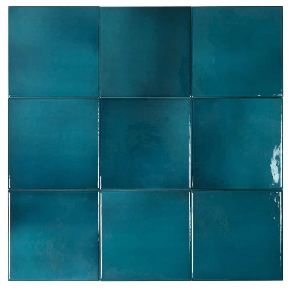 Apollo Tile Zahara 6 in. x 6 in. Glossy Tropical Teal Porcelain Zellige ...