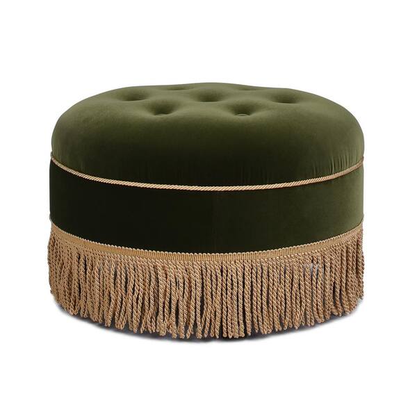 Jennifer Taylor Yolanda 24 in. Olive Green Performance Velvet Round ...