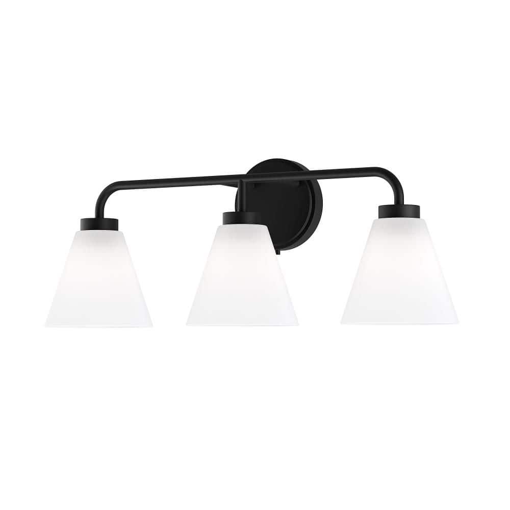 LumLight Wynridge 24 in. Plug and Play 3-Light Matte Black Vanity Light ...