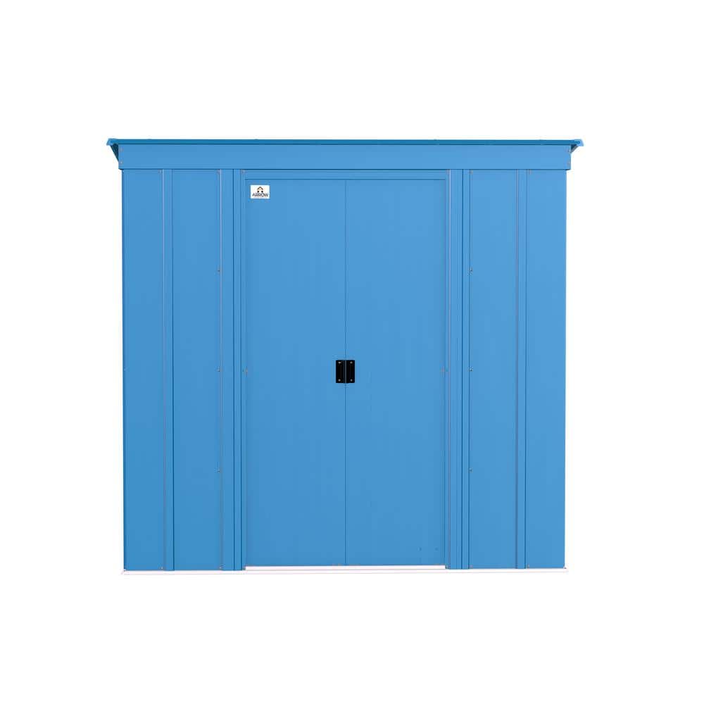 Arrow 6 ft. x 4 ft. Blue Metal Storage Shed With Pent Style Roof 21 Sq ...