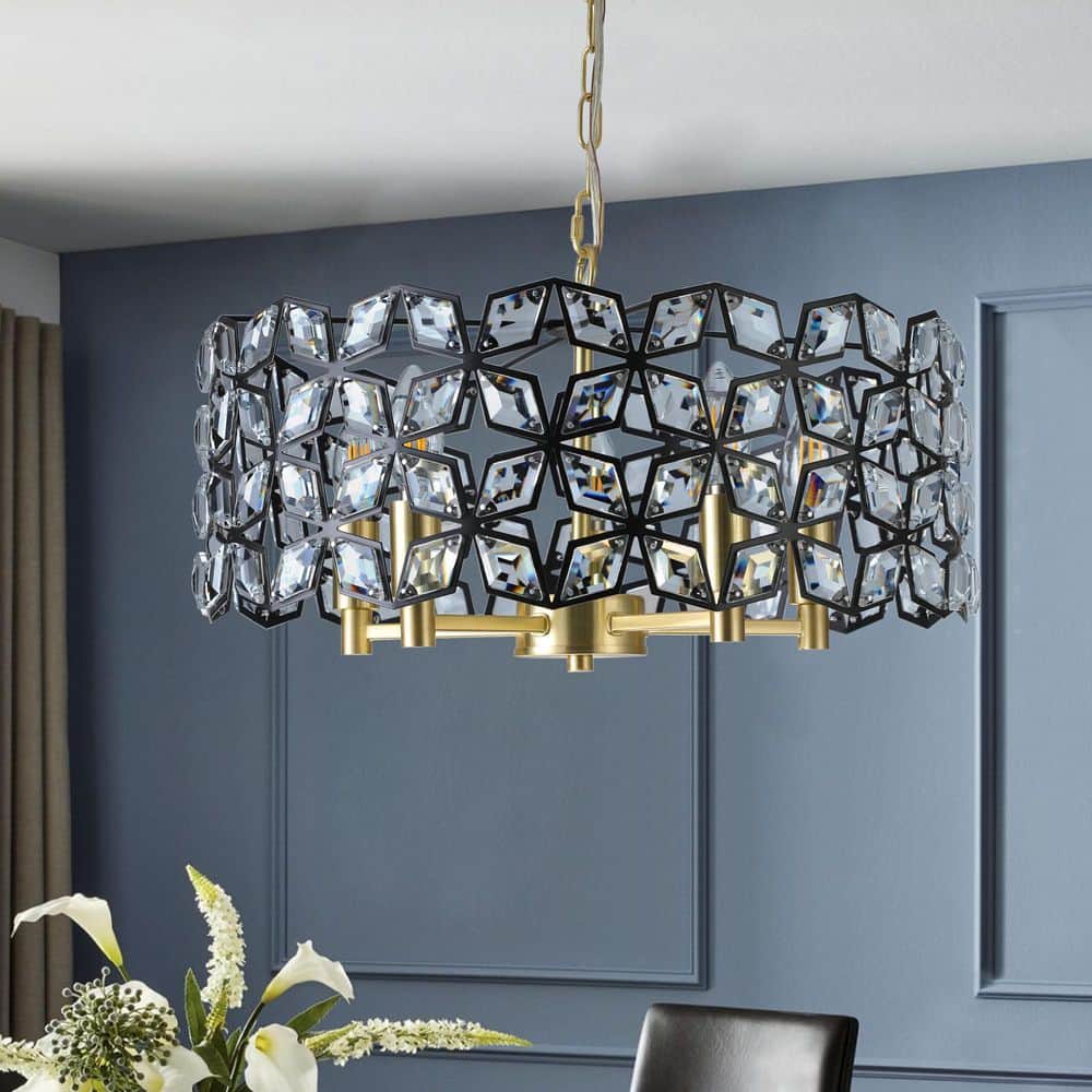 Basdien 19 in 5-light Luxury black Crystal Chandelier Large Ceiling ...