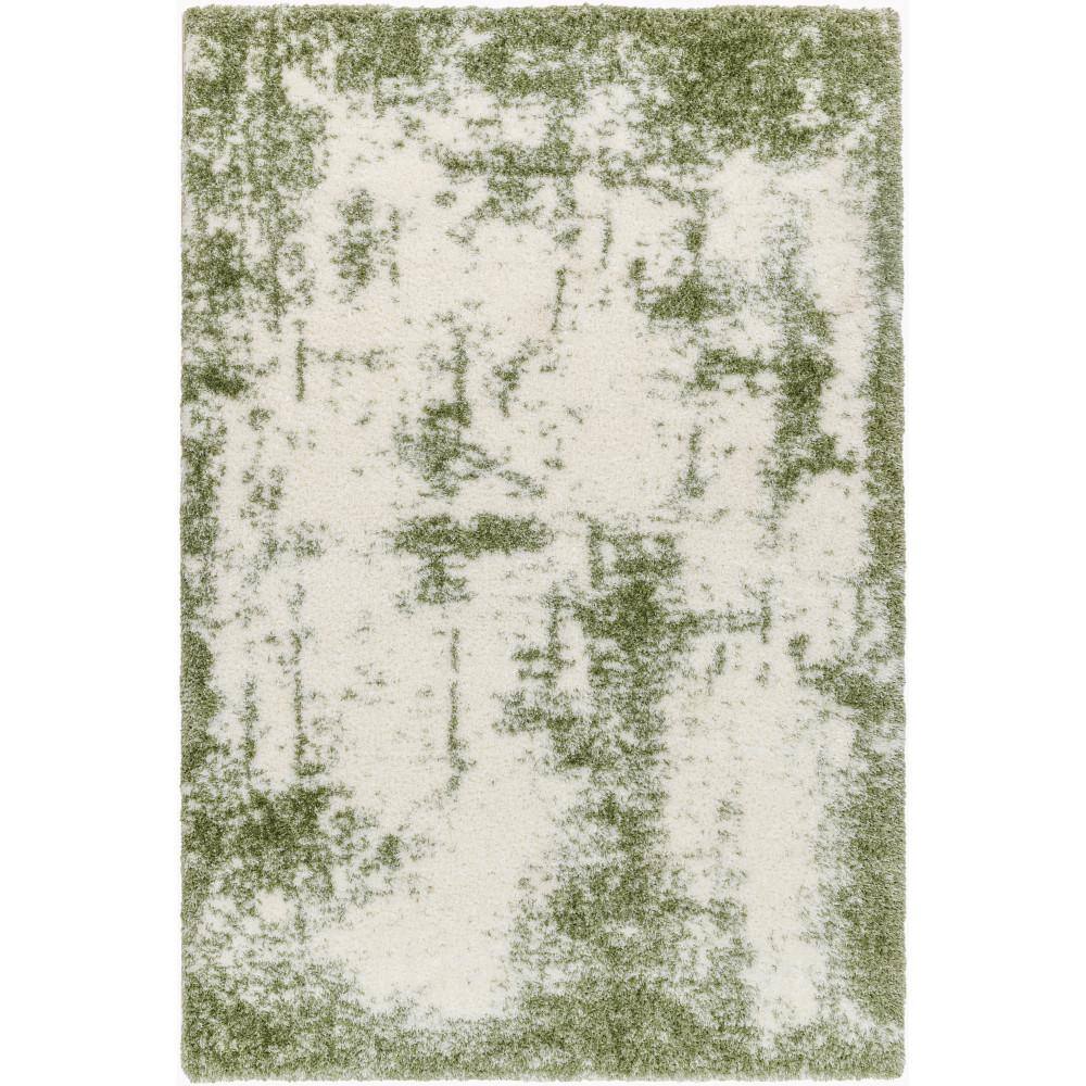 Livabliss Cloudy Shag Green/Off-White Abstract 5 ft. x 7 ft. Indoor ...