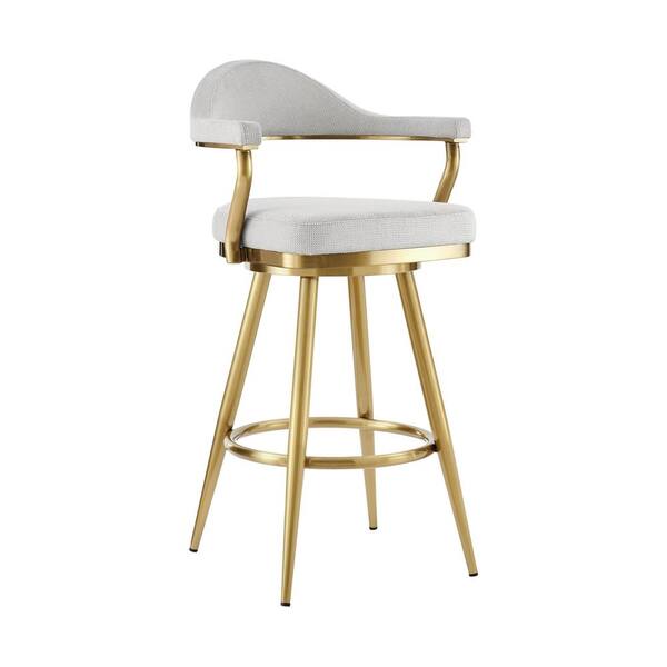 Armen Living Justin 26 in. Silver Metal Counter Stool with Fabric Seat ...