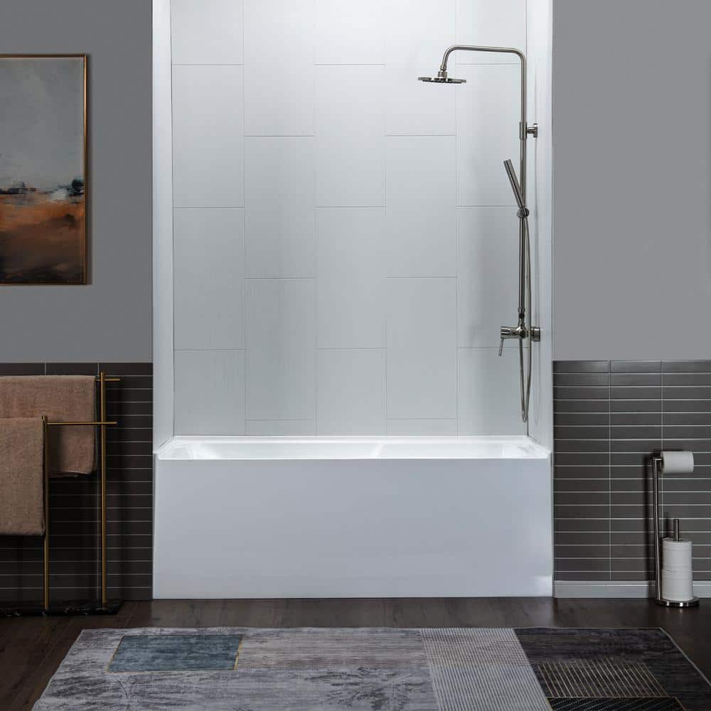 WOODBRIDGE 60 in. x 30 in. Acrylic Soaking Alcove Rectangular Bathtub ...