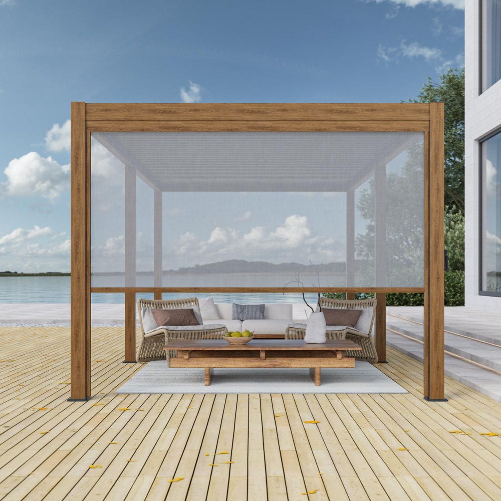 JOYESERY 12 ft. Outdoor Shade Pull Down Privacy Screen for Pergola ...