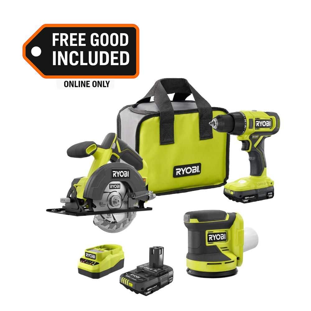RYOBI ONE+ 18V Cordless 2-Tool Combo Kit w/ Drill/Driver, Circular Saw ...