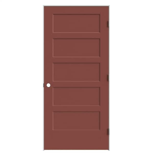 Masonite 36 in. x 80 in. 5-Panel Bayshore Left-Hand Hollow Red Bluff ...