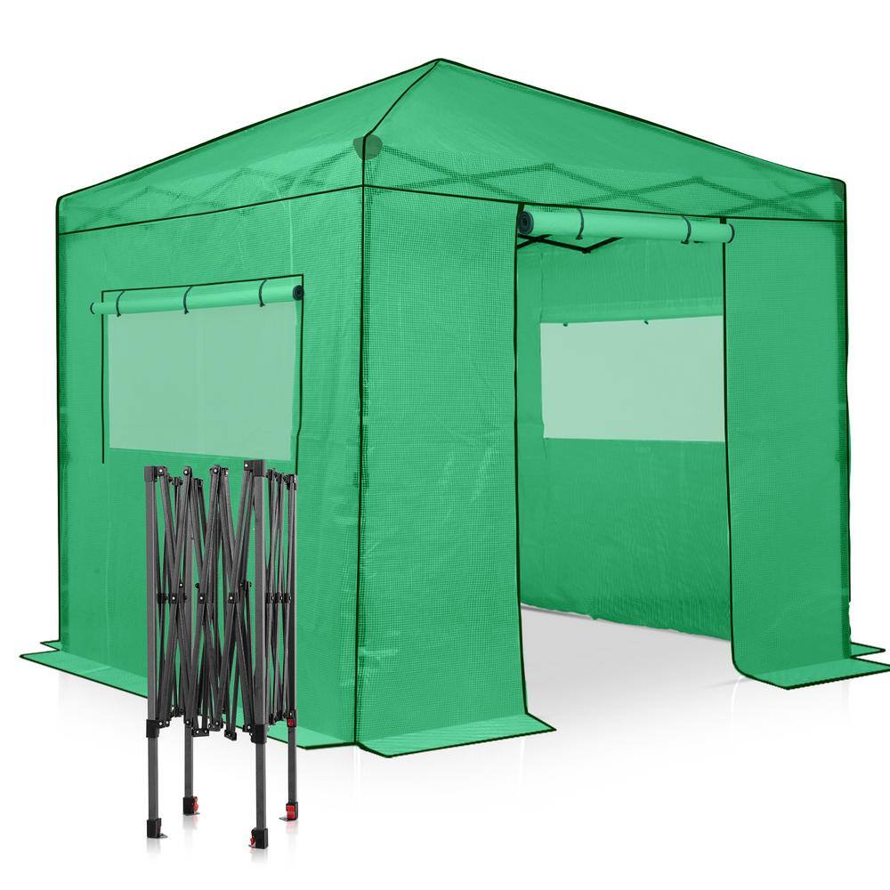 EAGLE PEAK 8 ft. W x 8 ft. D Green Portable Walk-In Pop-Up Gardening ...