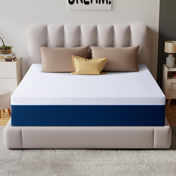 Twolike 10 in. Queen Size Gel Memory Foam Firm Mattress in a Box Back ...