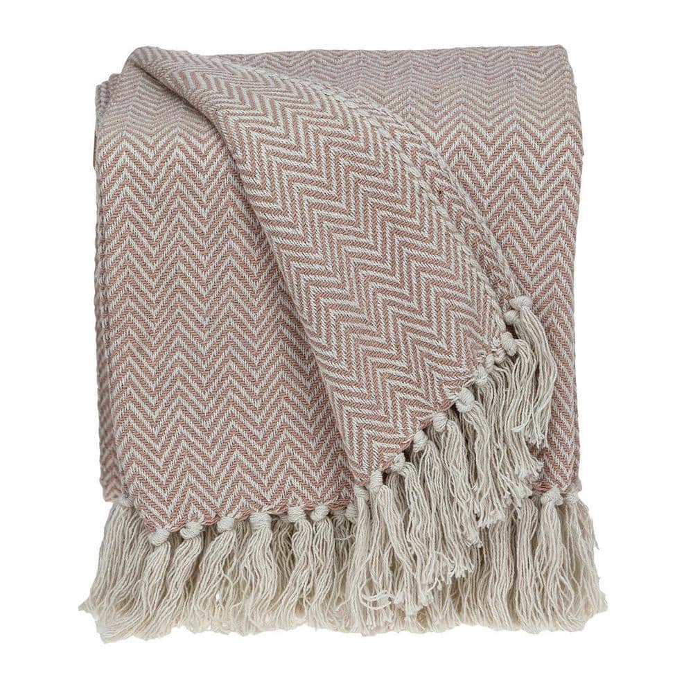 PARKLAND COLLECTION Isla Transitional Pink 80 in. x 97 in. Woven ...
