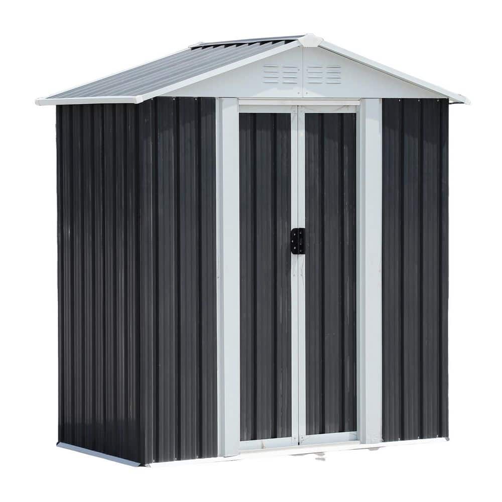 5 ft x 3 ft Metal Garden Shed, Outdoor Storage House, Tool Shed for ...