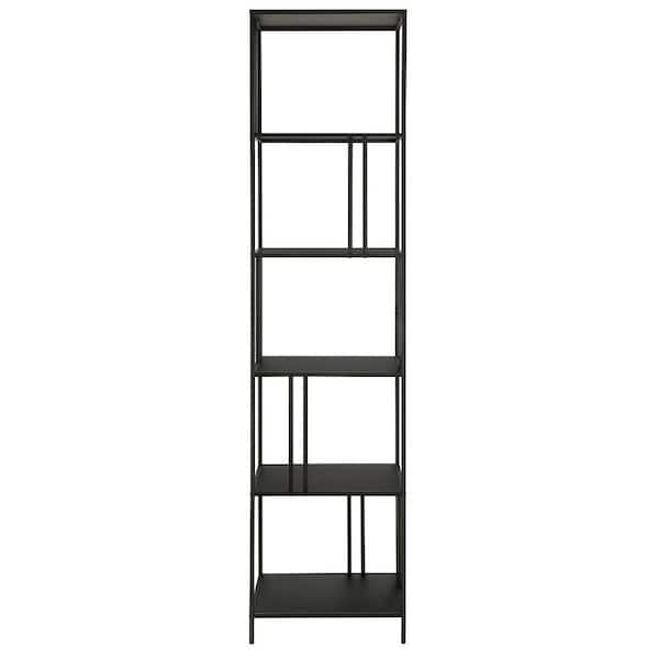 HomeRoots 76 in. Tall Black Metal 5 Shelf Standard Bookcase 2000527563 ...