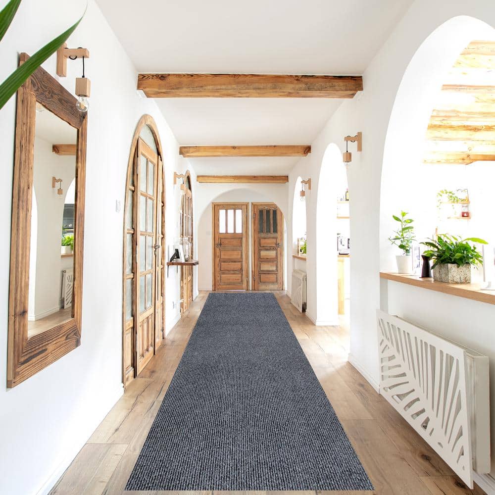 PLAYA RUG Heavy Duty Solid Grey 31 in. W x 2 ft. L Indoor/Outdoor ...