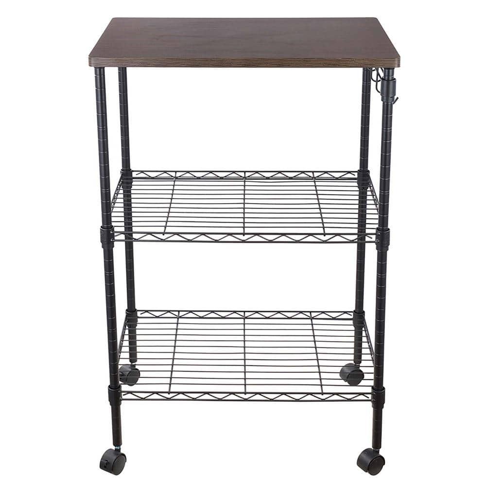 Brown and Black 3-Tier Kitchen Cart LNN-SY110503089 - The Home Depot