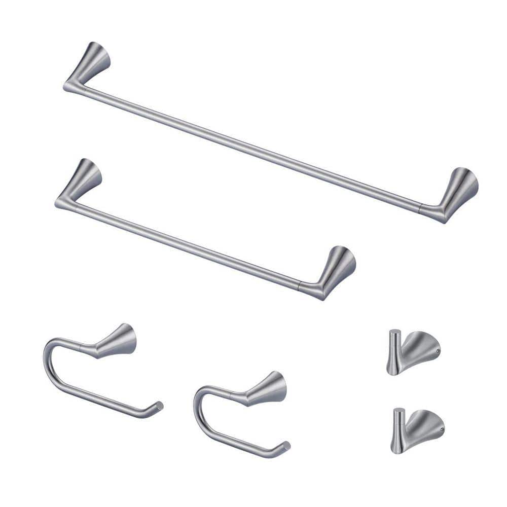 ALEASHA 6-Piece Bathroom Hardware Set with Towel Bar, Towel Hook ...