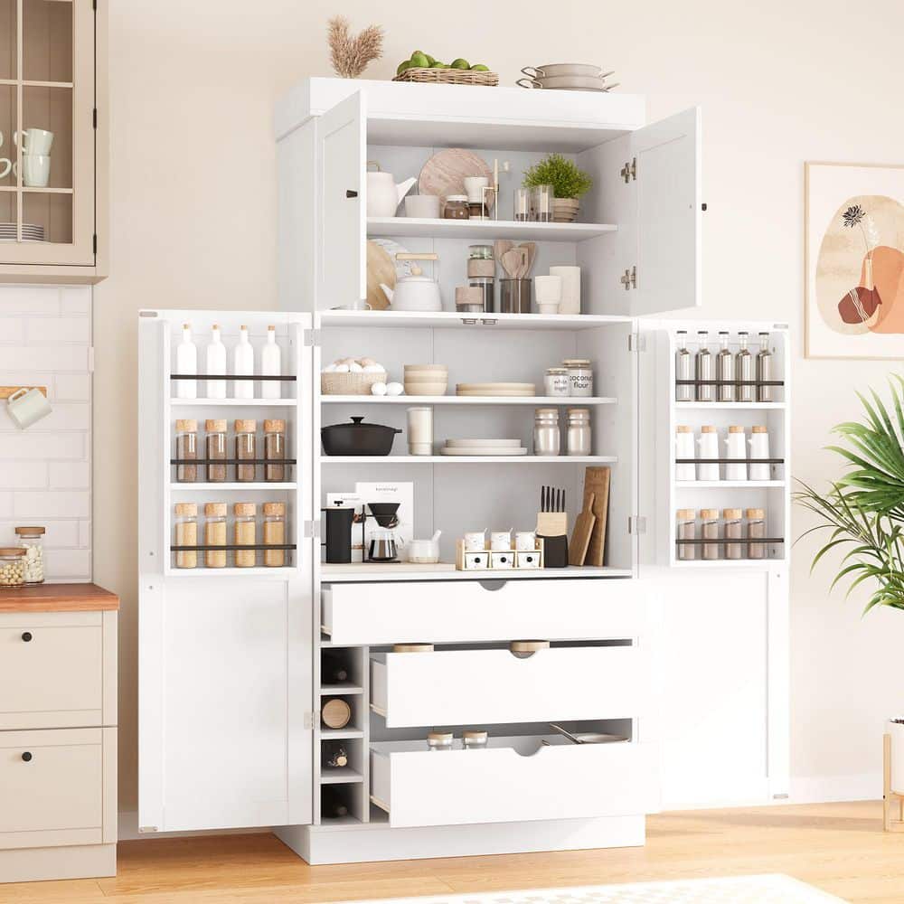 Reviews for Noble House Dyer White Wood 77 in. H Freestanding Kitchen ...