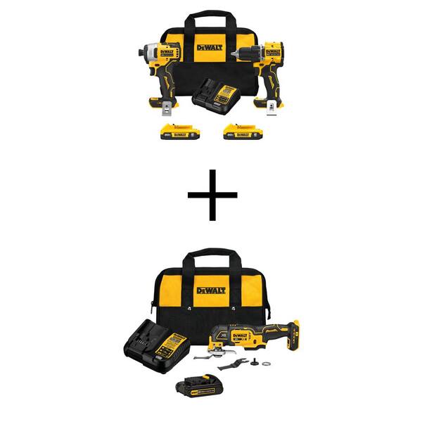 DEWALT ATOMIC 20-Volt MAX Lithium-Ion Cordless Combo Kit (2-Tool) and Oscillating Tool with (2 ...