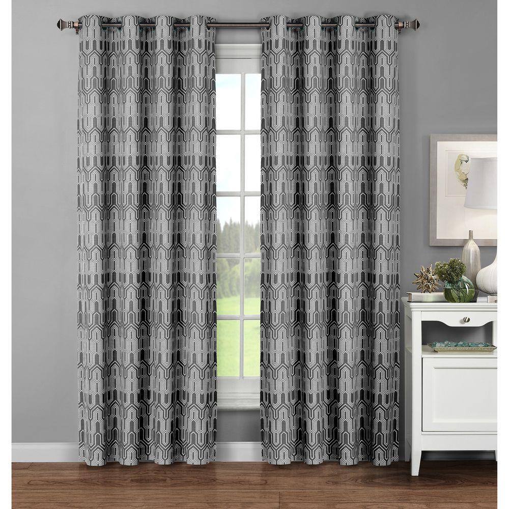 Window Elements Semi-Opaque Juneau Printed Cotton Extra Wide 96 in. L ...