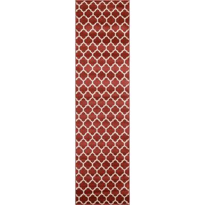 Unique Loom Trellis Philadelphia Red/Beige 6' 0 x 6' 0 Round Rug ...