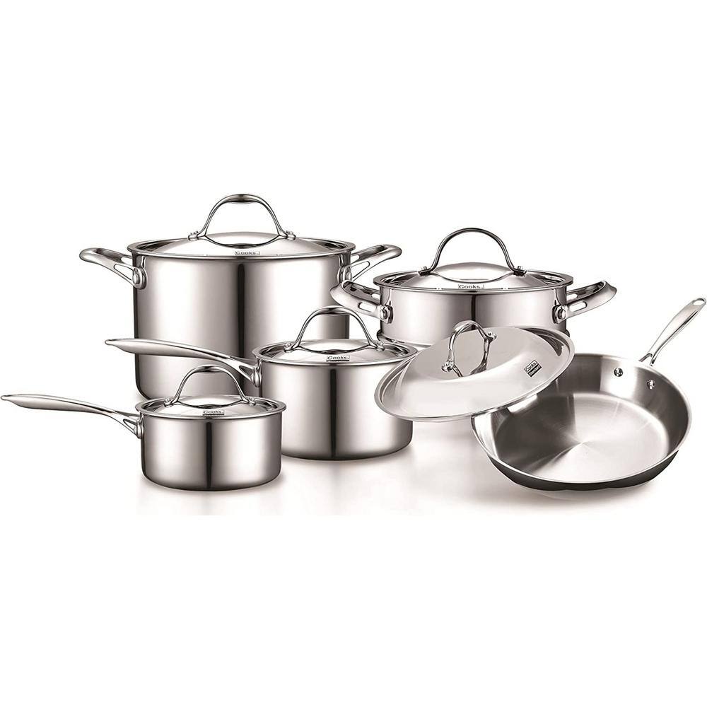Cooks Standard 10 Piece Multi-Ply Clad Stainless Steel Cookware Set ...