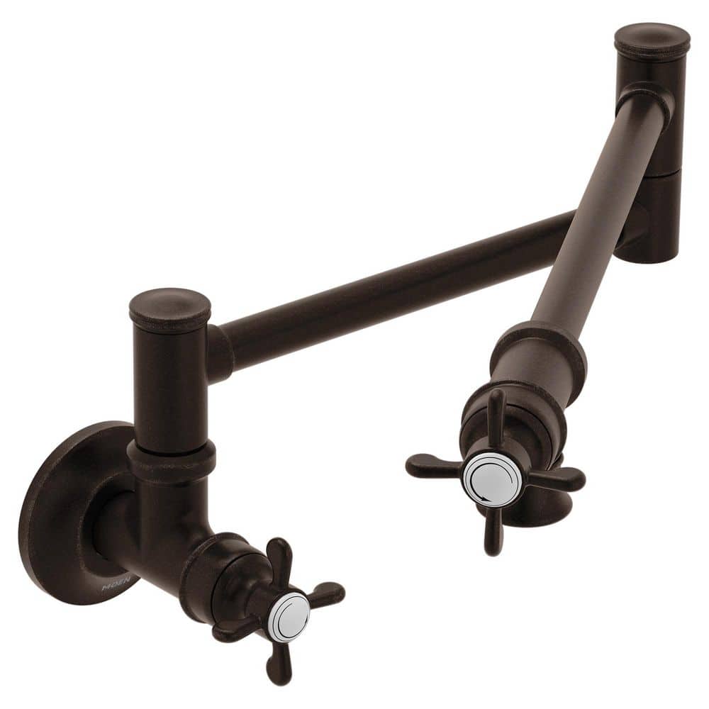 MOEN Weymouth Traditional Wall Mount Pot Filler Kitchen Faucet in Oil ...